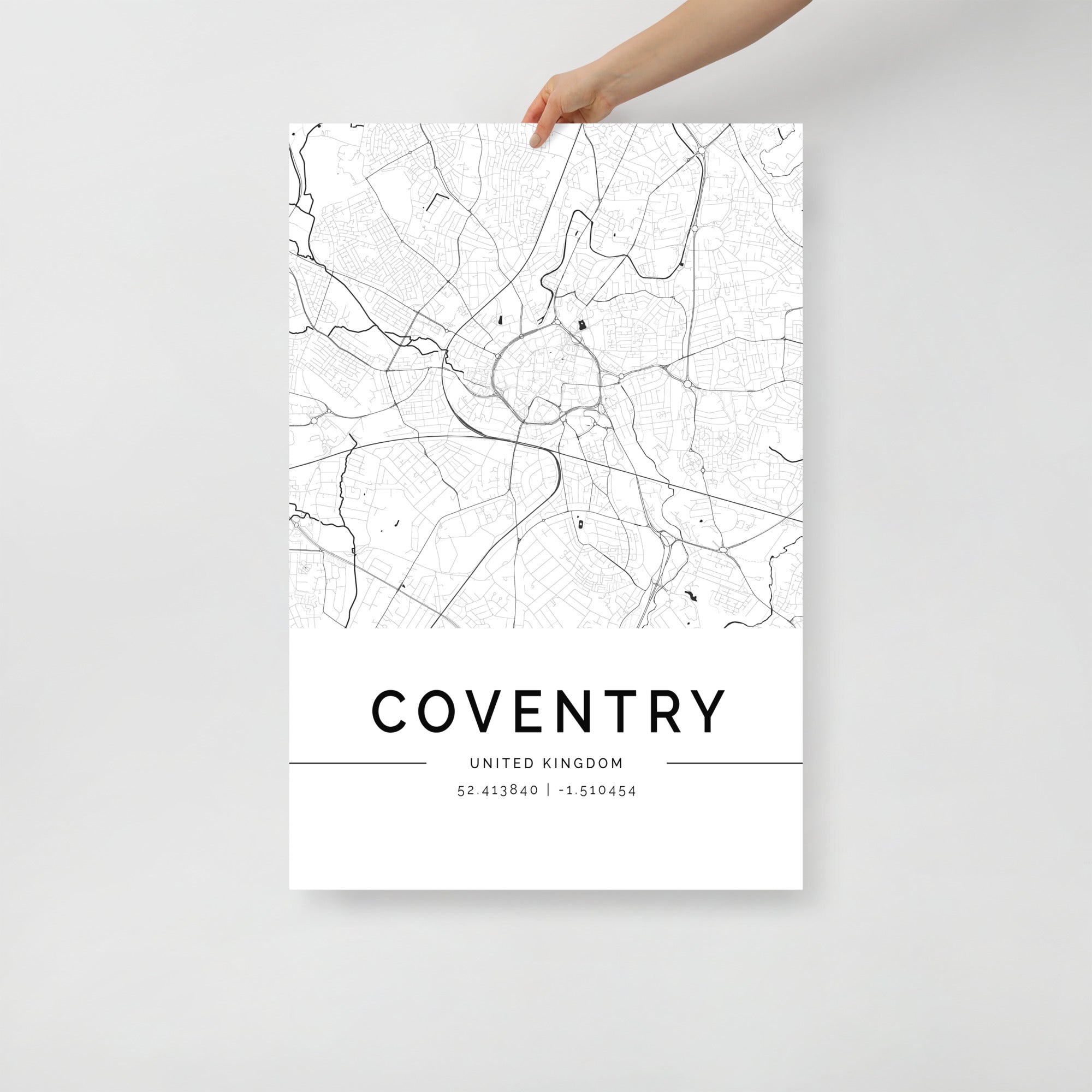 Coventry City Map - Black & White Wall Art Print – FN Prints