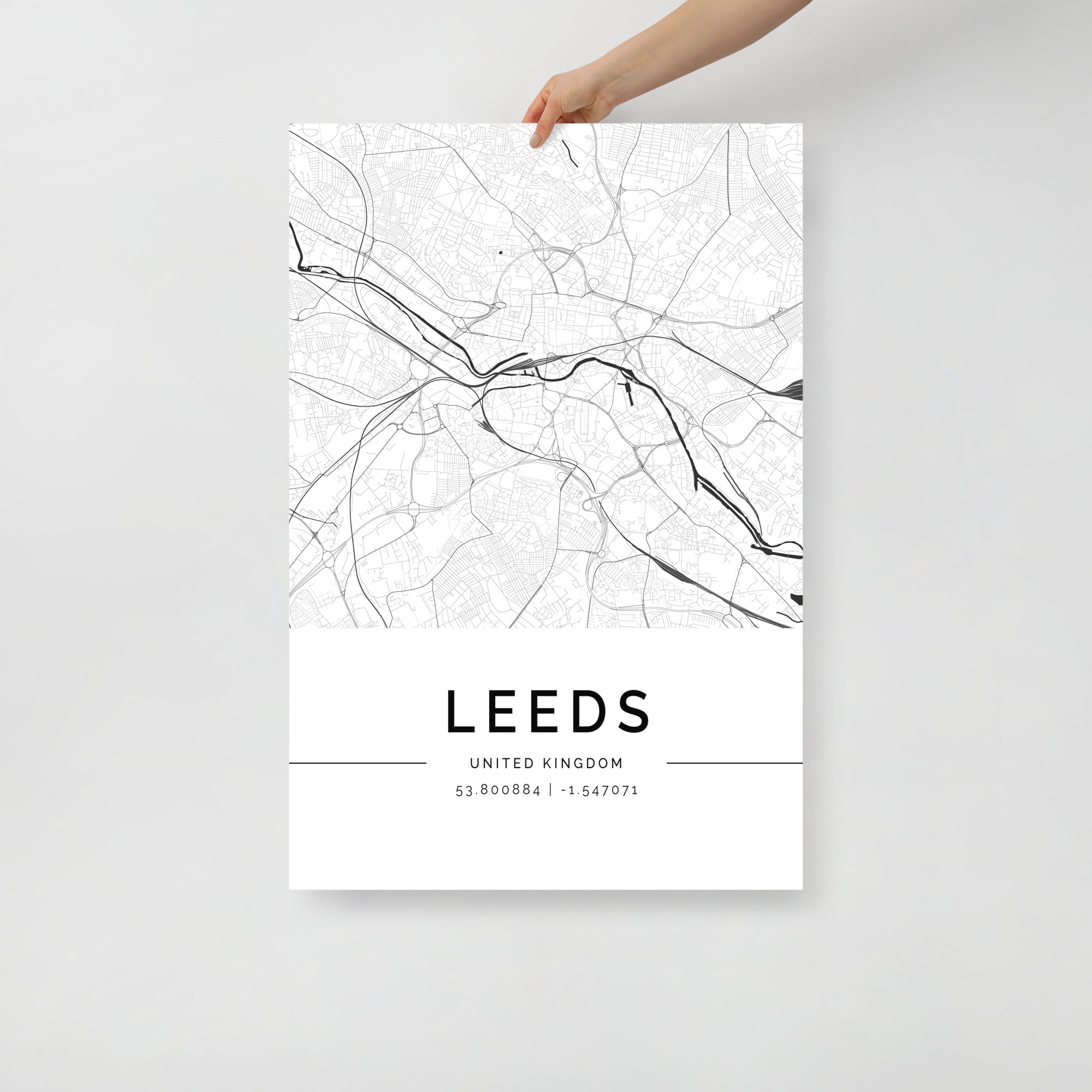 Leeds City Map - Black & White Wall Art Print – FN Prints