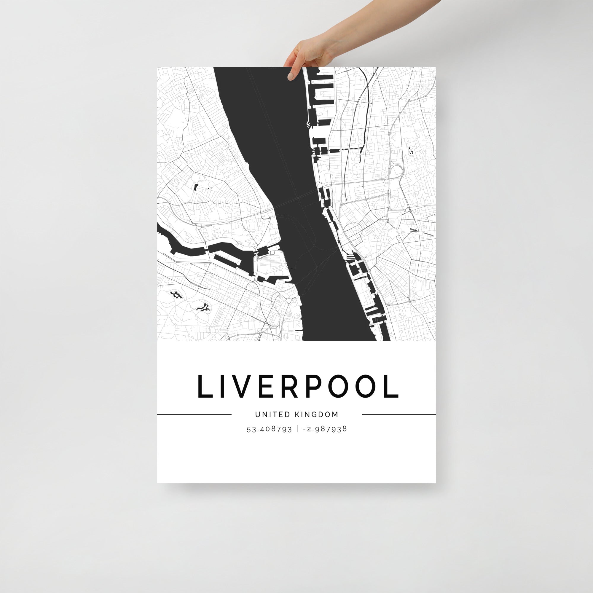 Liverpool City Map - Black & White Wall Art Print – FN Prints